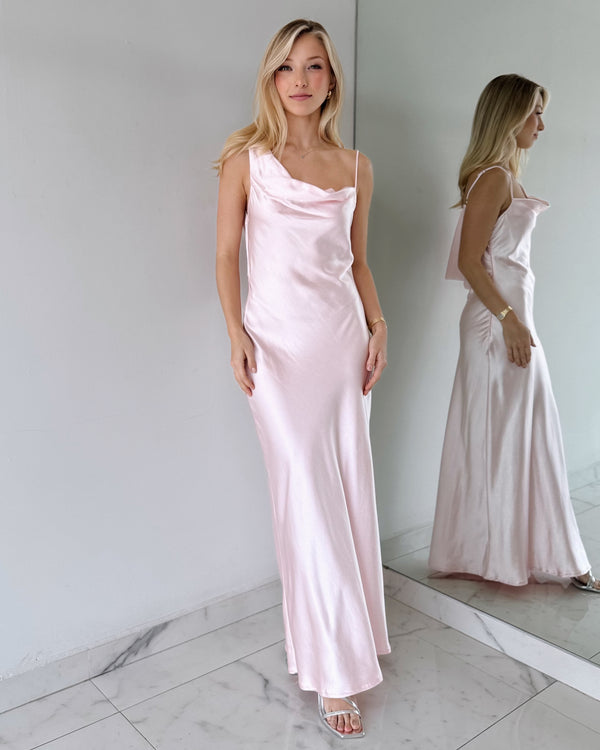 Baby Pink One Shoulder Maxi Dress - IKL BOUTIQUE